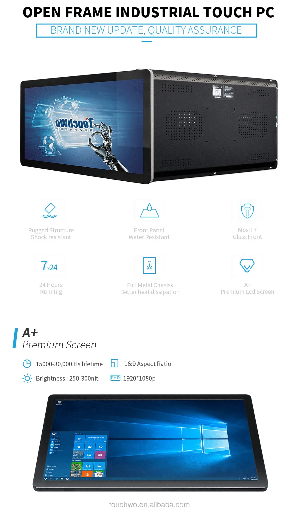 High Quality Open Frame 23 Inch Touch Panel Widescreen Monitor For Hd ...