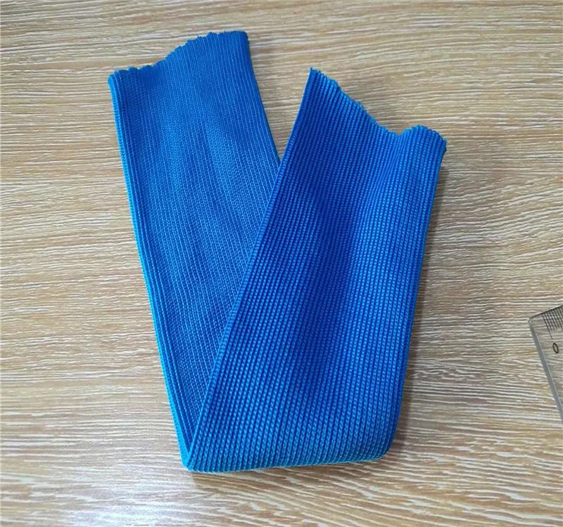 100% Polyester Double Knit Seamless Tubular Blue Rib Fabric