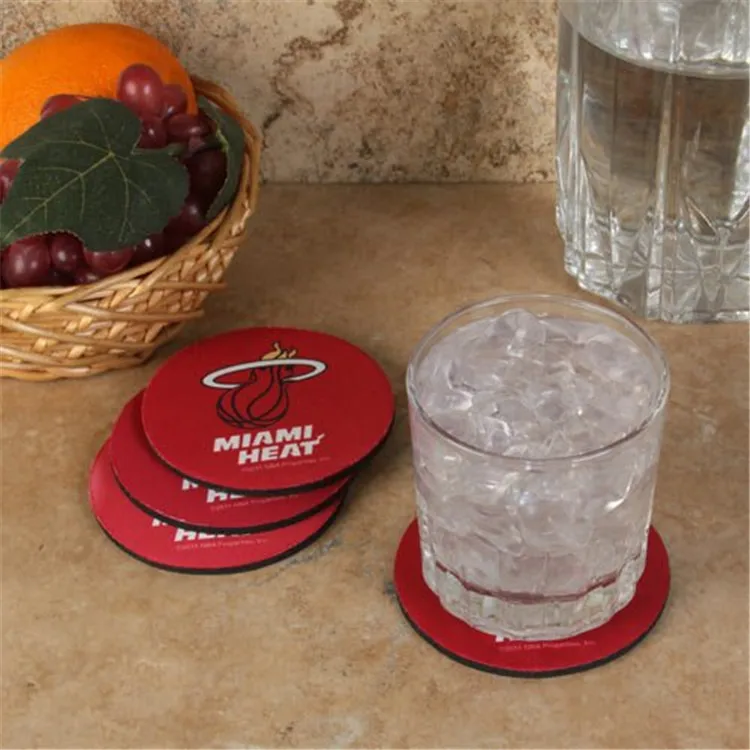 High Quality Round Football Team Logo Neoprene Cup Coaster