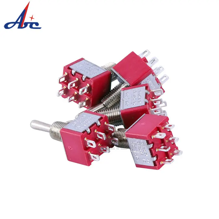 6mm Red 5A DPDT 6pin on OFF on Latching 3 Position 12V Toggle Switch ...