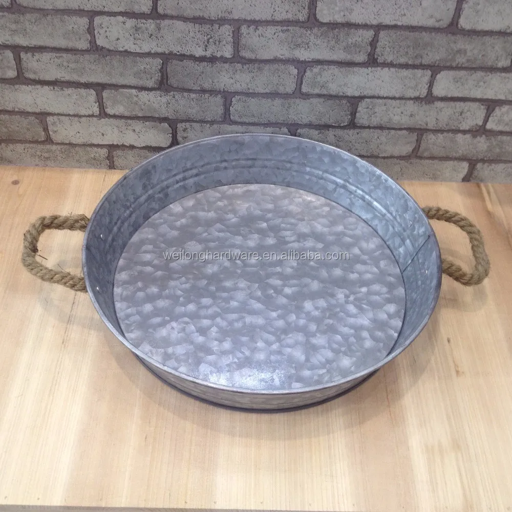 Mutli Use Retro Extra Large Food Storage Serving Tray Galvanized Metal ...