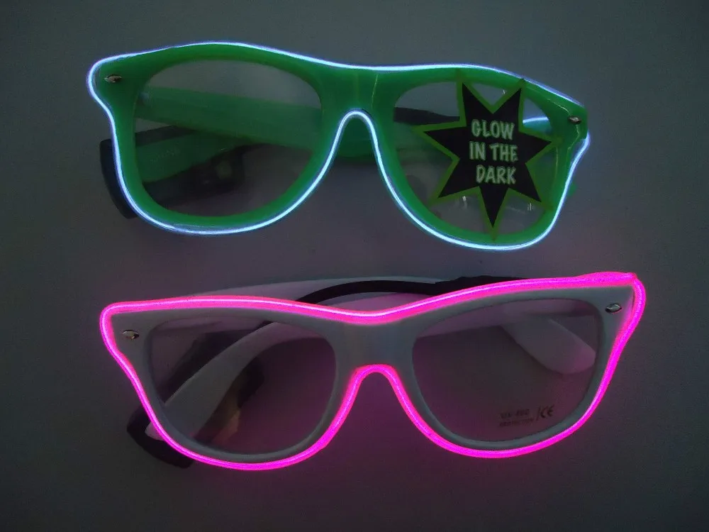 Light Up Neon Led Glasses,Sound Activated El Neon Wire Glasses Blue ...