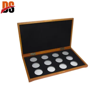 Wooden Presentation For 12 Gold Coins With Luxury Black Velvet Trays ...