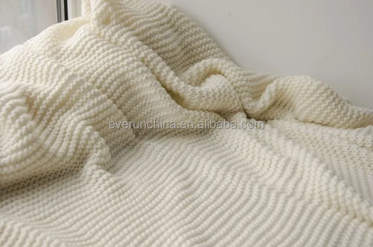 100%cotton Knit Blanket White Plaid Throw For Sofas,Cotton Knit - Buy ...