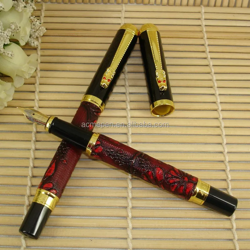 Acmecn Personalized Fountain Pen Unique Design Deboss Pu Leather Liquid ...