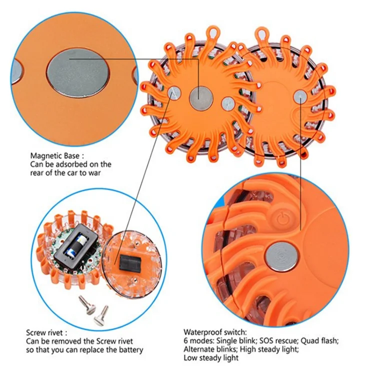 Orange LED Safety Flare Rechargeable Emergency Flashing Safety Road ...