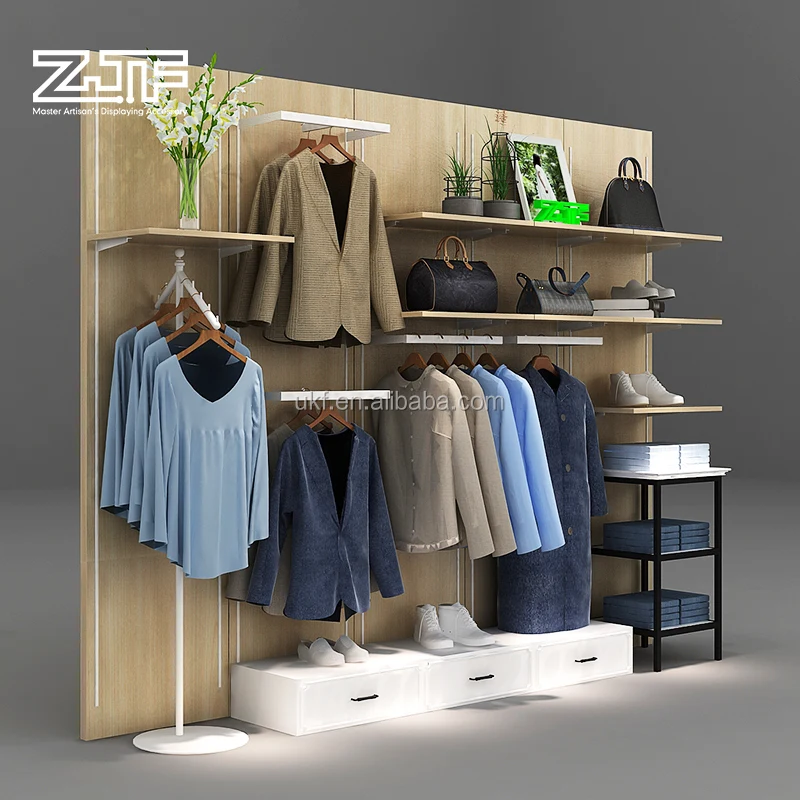 Wall Mount Clothes Display Showcase Menswear Shop Furniture Garment ...