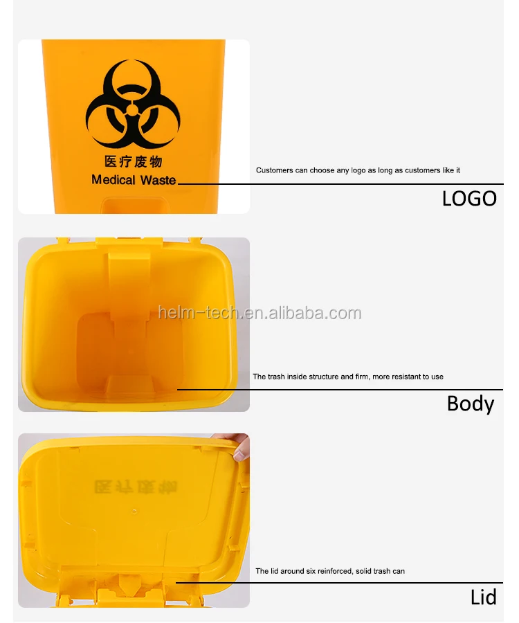 30L Rectangular Plastic Clinical Waste Bins - Sustainable & Durable