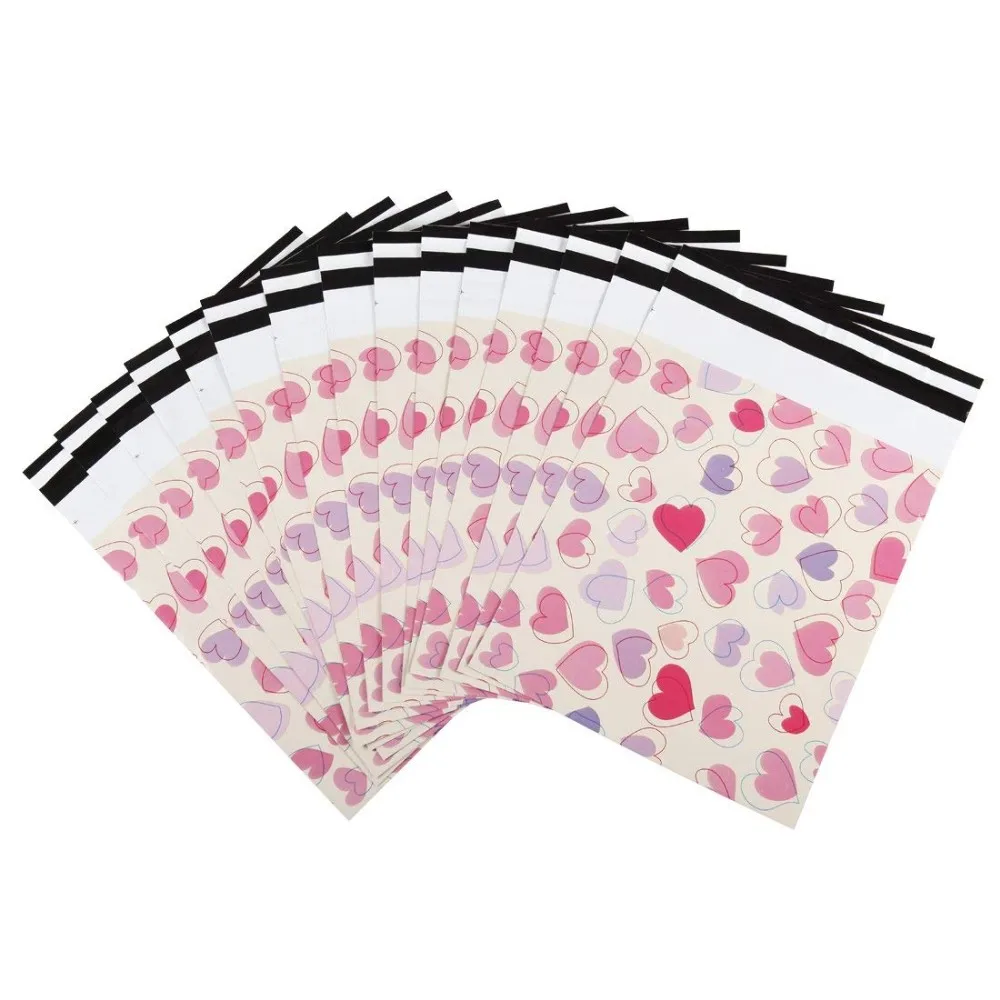 10x13 Inch Pink and Gold Sweet Heart Designer Poly Mailers Shipping ...
