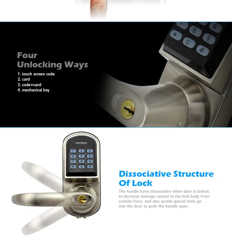MF Card Electronic Keyless Smart Door Lock with Keys