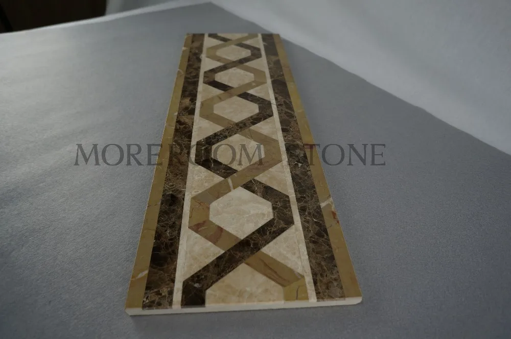 Decorative Water Jet Cappuccino Beige Laminated Marble Flooring Border ...