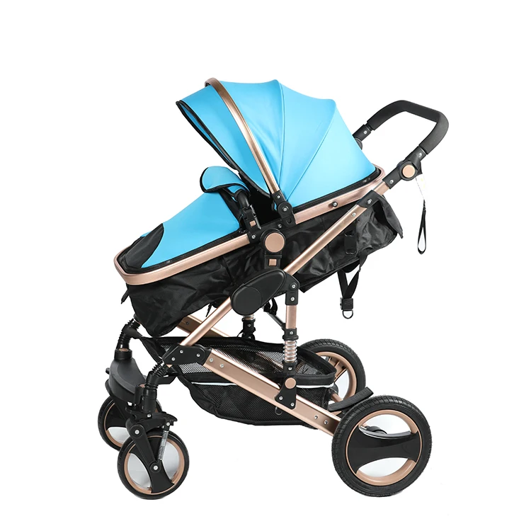 Luxury Aluminum Alloy Golden Baby Stroller - 3 in 1 Pram