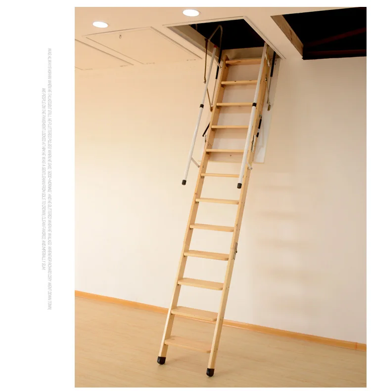Folding Wooden Loft Stairs with Handrail - Safe & Stylish