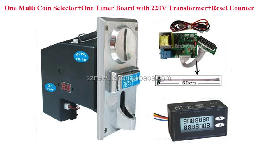 Coin Operated Timer Control Board Kit Assembly Multi Coin Acceptor ...