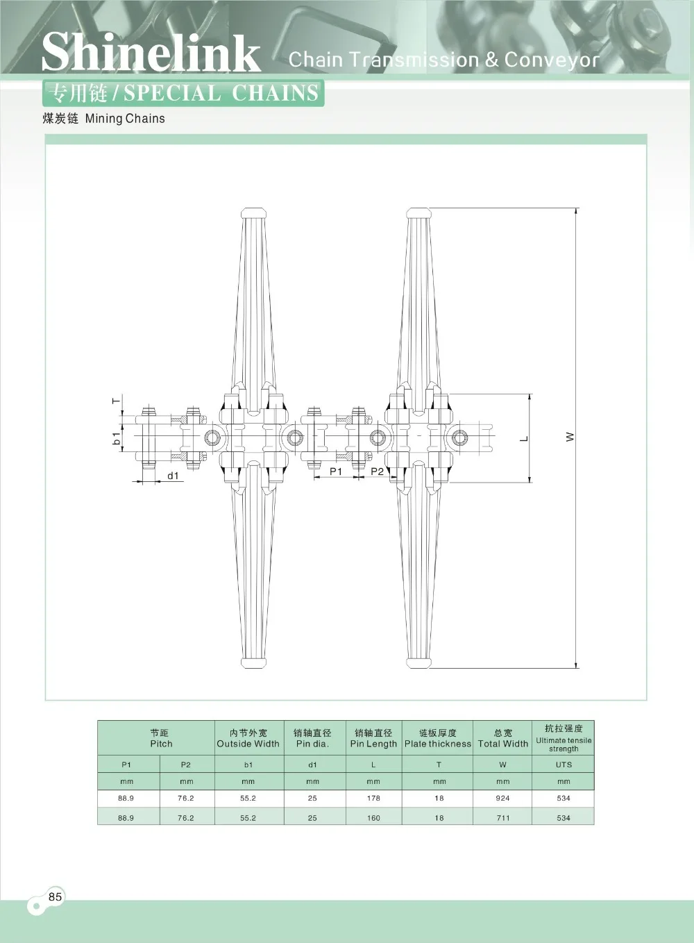Continuous Miner Chain - Durable, Nonstandard, 120000 Lbs Tensile Strength