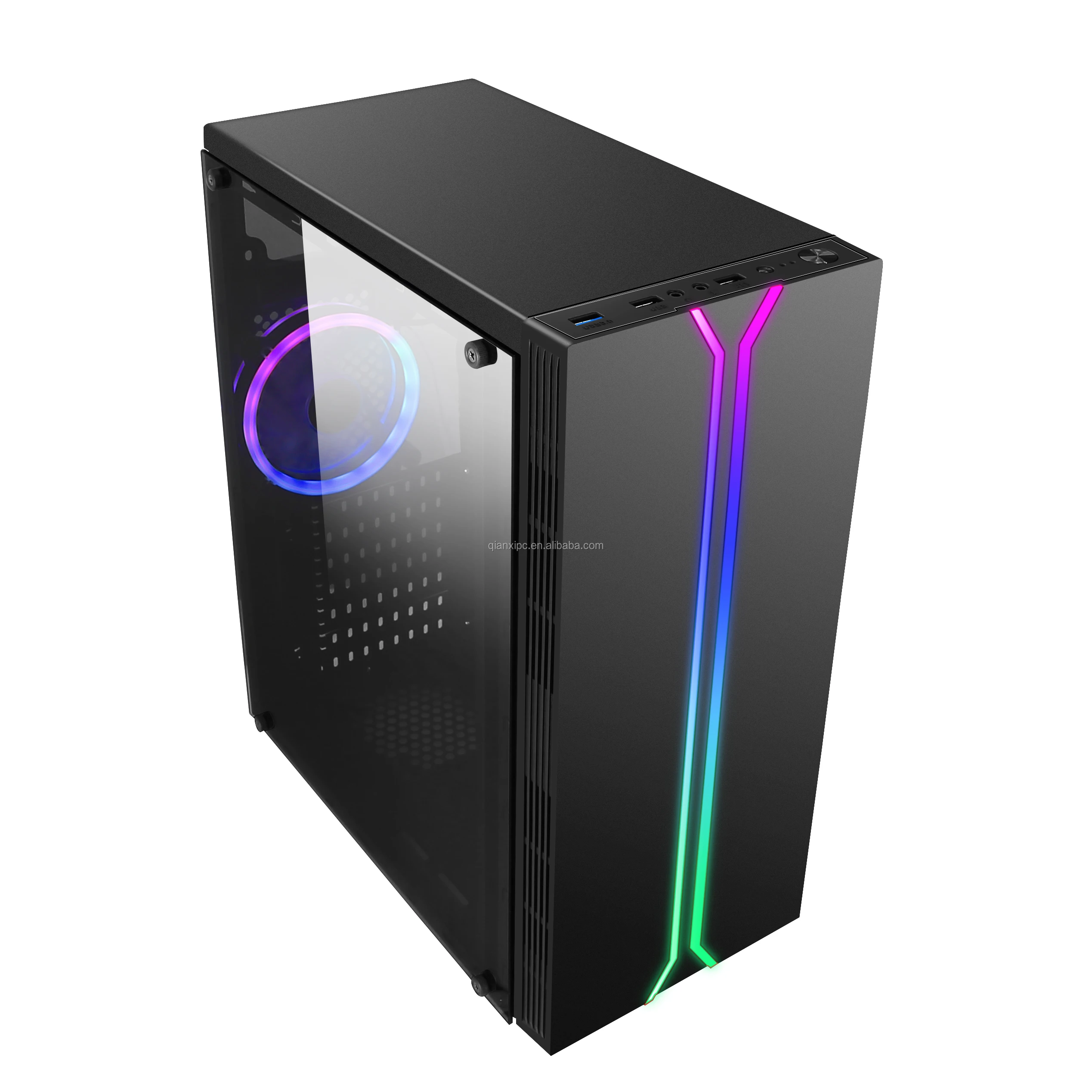 320-1 Rgb Gaming Case Computer With Rgb Led Strip Atx Computer Case Pc ...