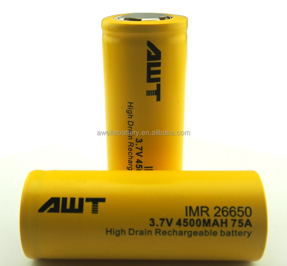 High Quality Awt 26650 4500mah 75a Rechargeable 3.7v Battery 6v 4.5ah ...