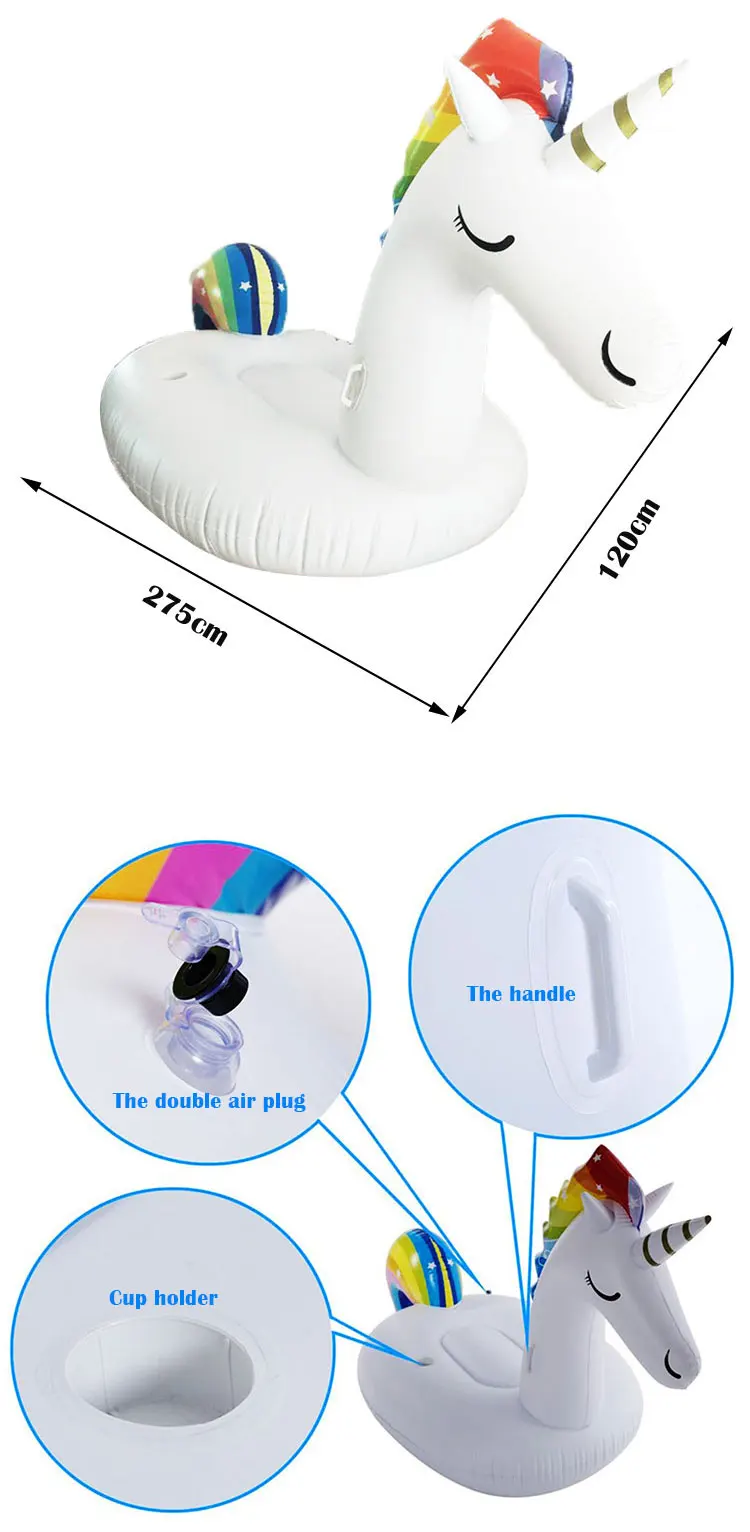 Outdoor Vacation Beach Swimming Pool Inflatable Unicorn Pool Toy Floats ...