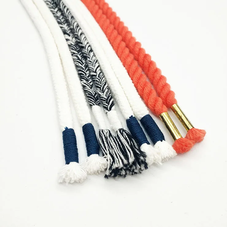 Custom Logo Tip Flat Cotton Draw Cord for Hoodies