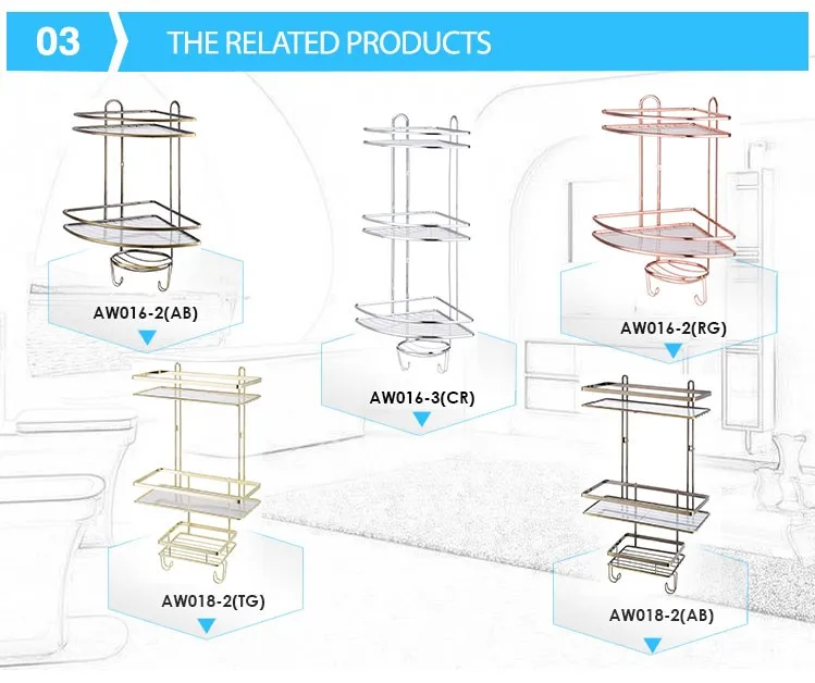 2 Layers Shower Shelf Bathroom Corner Hanging Shelf Wire Rack Bath Rack ...