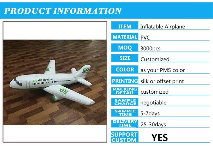 Eco-friendly Thick Pvc Large Inflatable Airplane 3d Models Durable ...