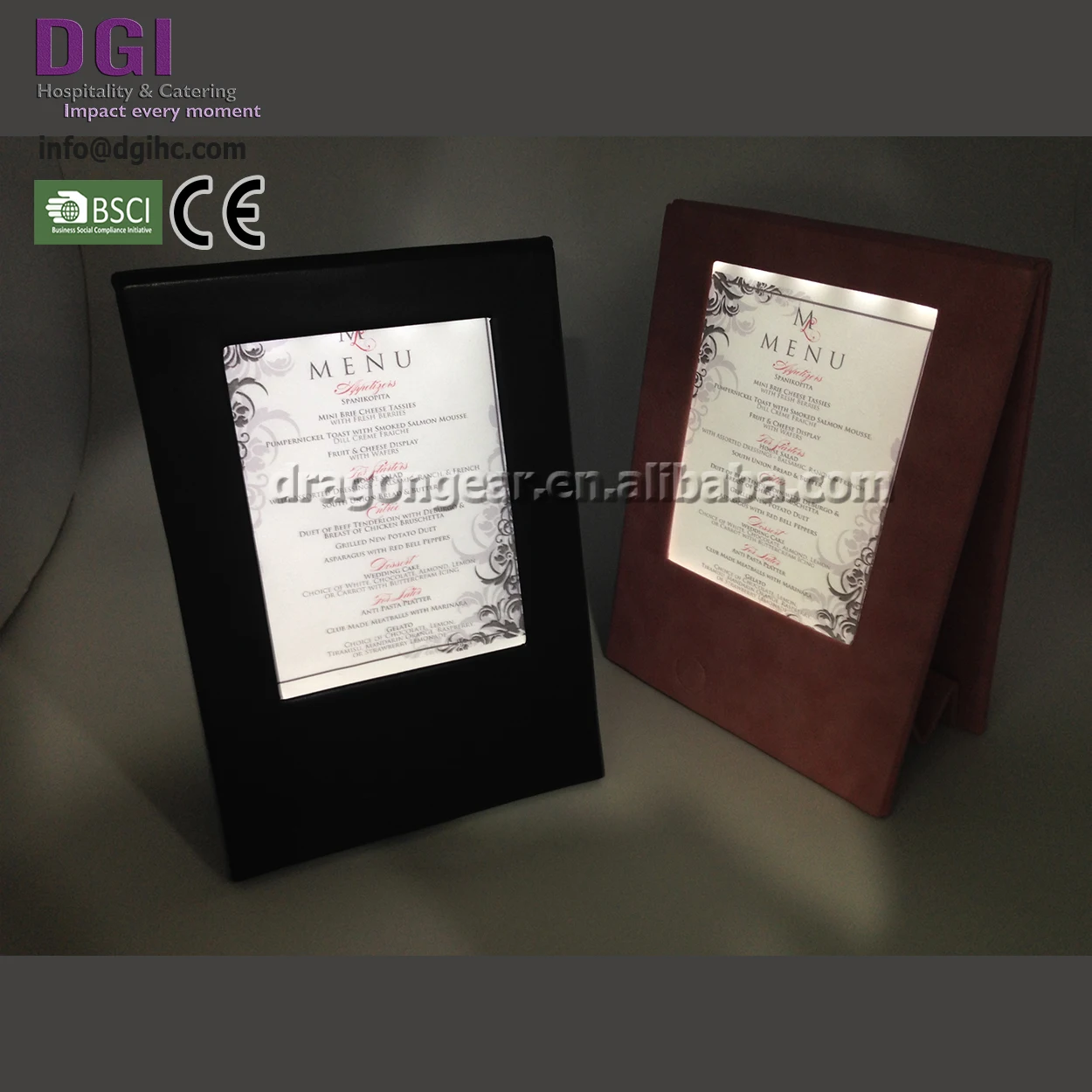 Custom Factory Leather Illuminated Table Tent Led Light up Digital Menu ...
