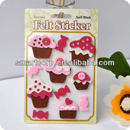 Autoadhesivas de fieltro, 3d magdalena etiqueta, Fieltro hecho a mano ...