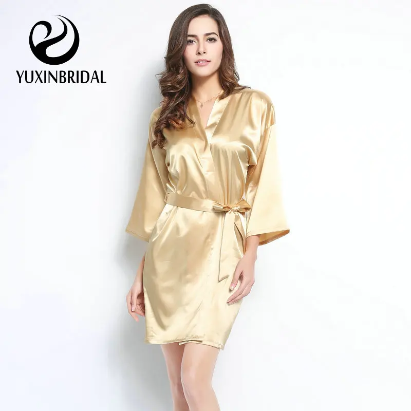 Fashion Gold Solid Plain Silk Satin Rhinestone Bride Robe Wr1-0020 ...