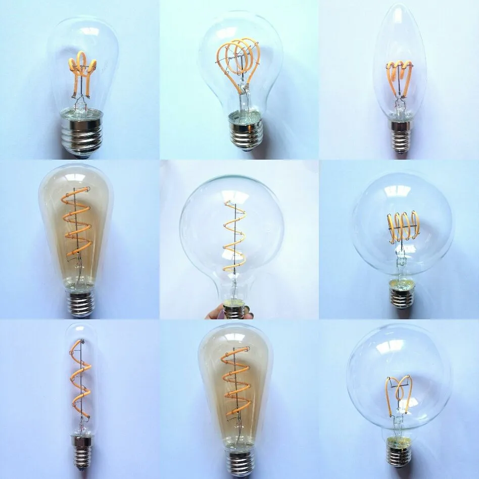 Hot Selling E27 Flexible Filament Led Bulb Dimmable G125 Spiral ...