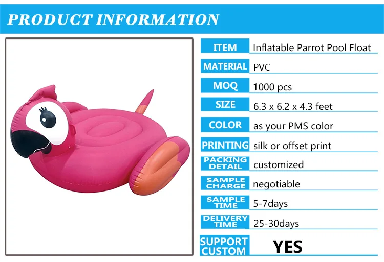 Factory Customized Pvc Huge Inflatable Parrot Pool Float Lounger ...