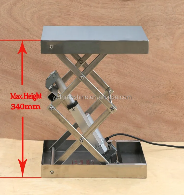 Stainless Steel Electric Lift Table with Wheels - 250x250mm, OEM