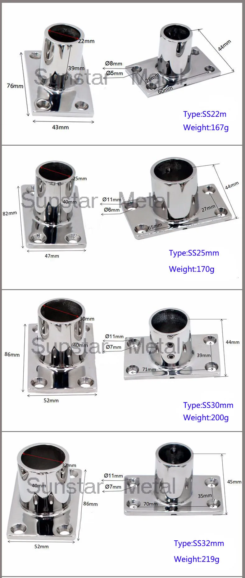 Stainless Steel Marine Pipe Base Fittings 90 Degree Yacht Deck Handrail ...