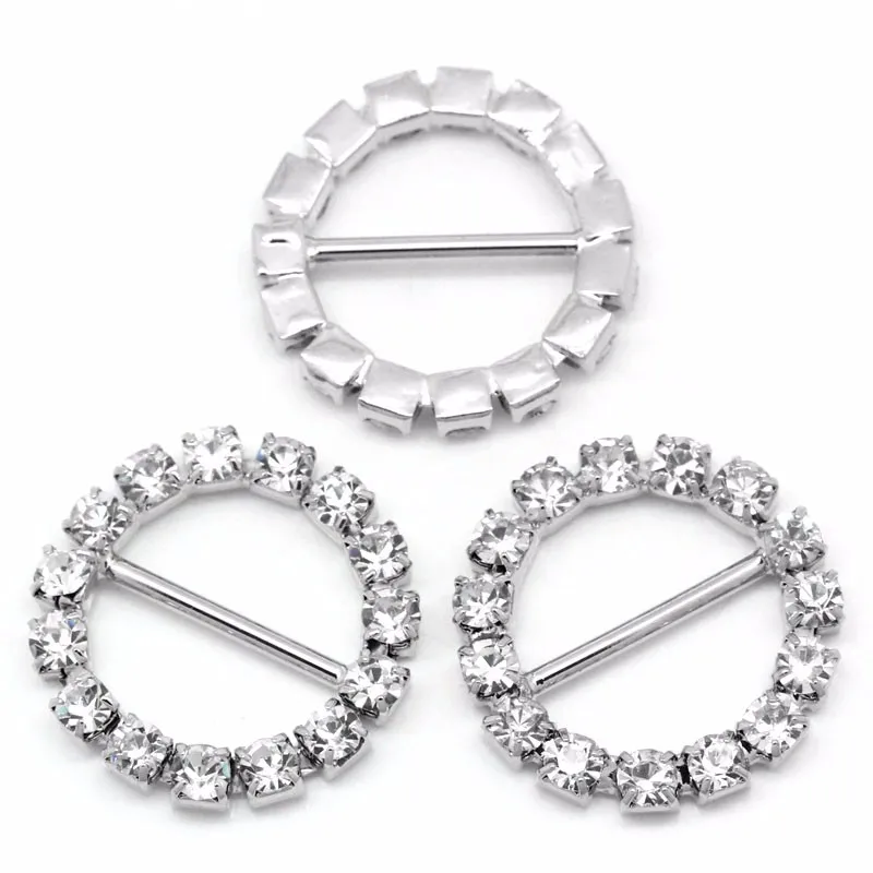 Rhinestone Round Lightweight Plastic Buckles for Fashion