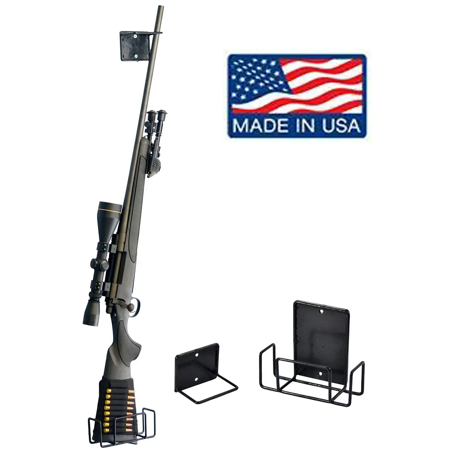 Gun Storage Oak and Metal 2 Place Gun Rack Rifle Shotgun Wall Mount ...