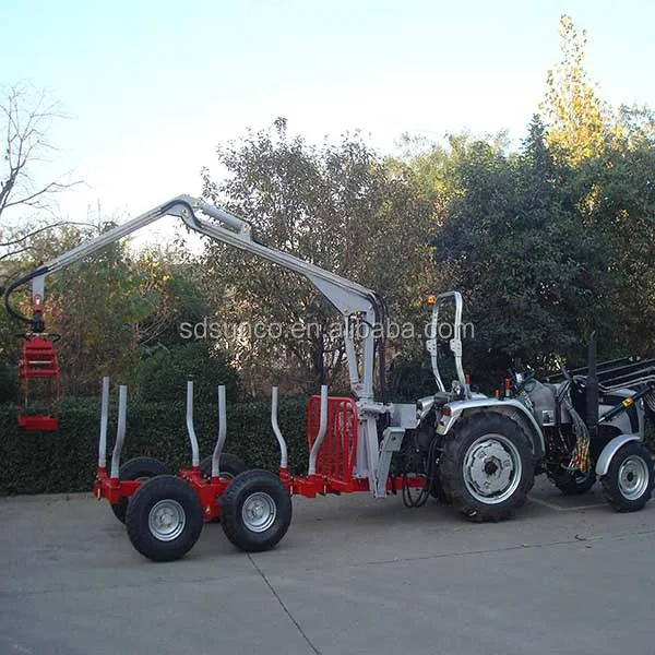 Logging Crane Trailer With Grapple,Tractor Implement Logging Trailer ...