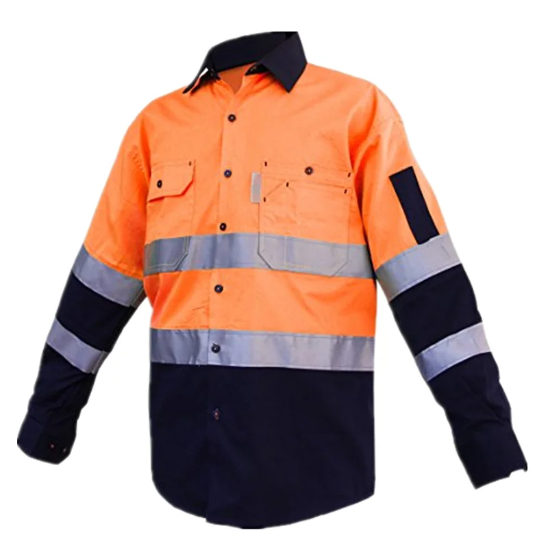 100% Cotton Drill 190gsm Safety Shirt/two Tone 3m Reflective High ...