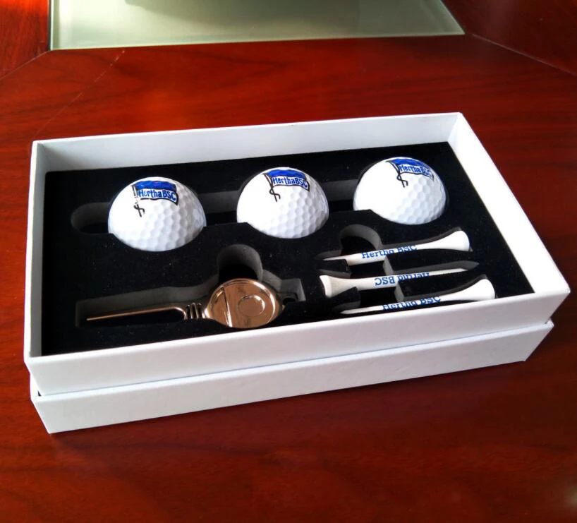 Customized Cardboard Box Packed Golf Ball Divot Tool And Tee Gift Set ...