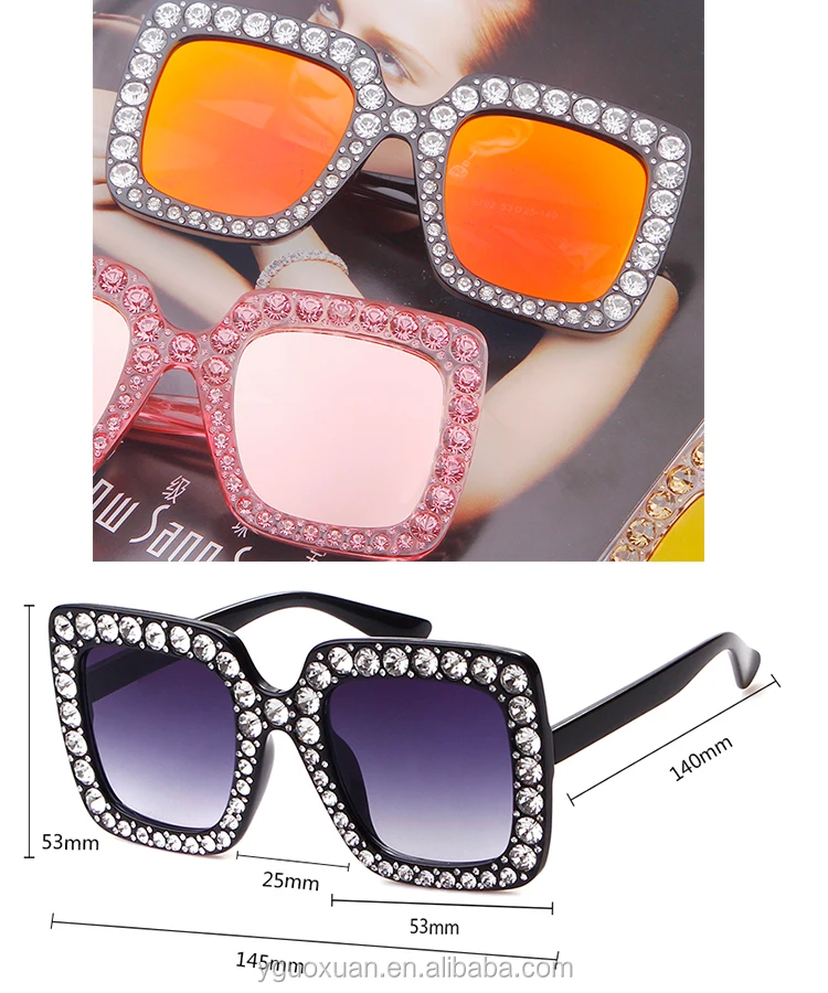 Story Crystal Big Frame Diamond Sunglasses Luxury Brand Designer Womens ...