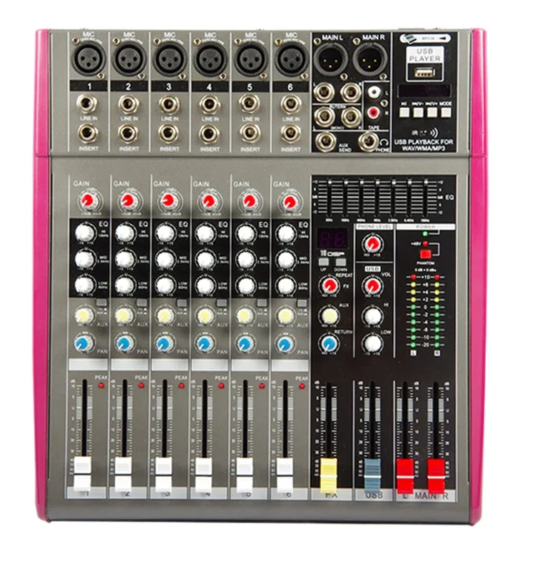 Power Mixer With 6 Channel Usb And Effect - Buy Amplifier Mixer,Effect ...