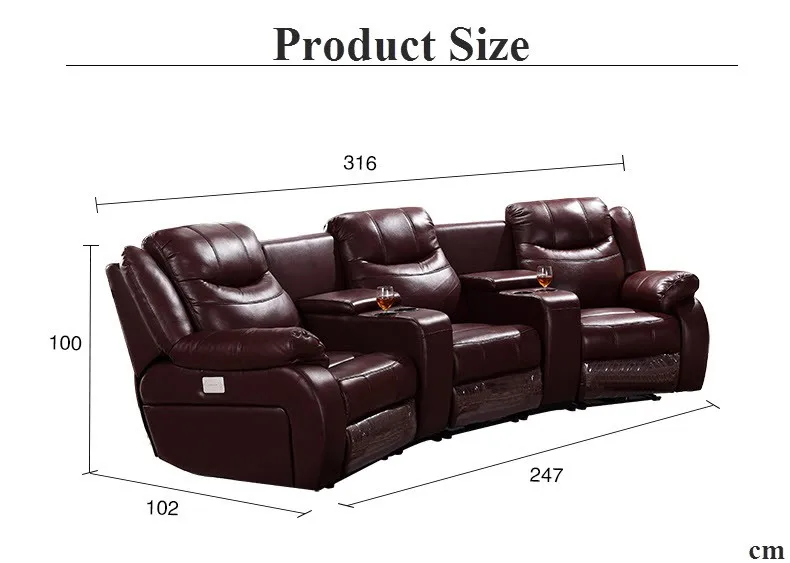 Cinema Sofa With Recliner Lazy Boy Sofa Bed Top Grain Leather Vip ...