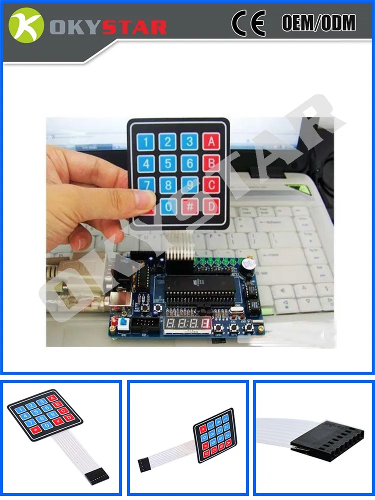 Oky0272 4 X 4 Matrix 16 Key Membrane Switch Keypad Keyboard For Arduino - Buy Matrix Key,Key ...