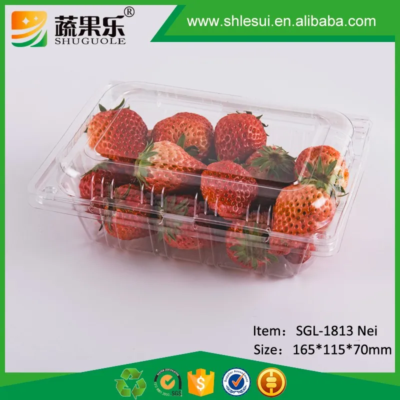 Biodegradable Plastic Strawberry Packing Box With Clear Hinged Lid ...