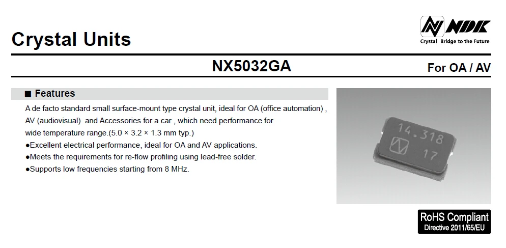 Ndk Nx5032ga Smd Quartz Crystal Resonator 9.8432mhz 9.84328mhz 5032 ...