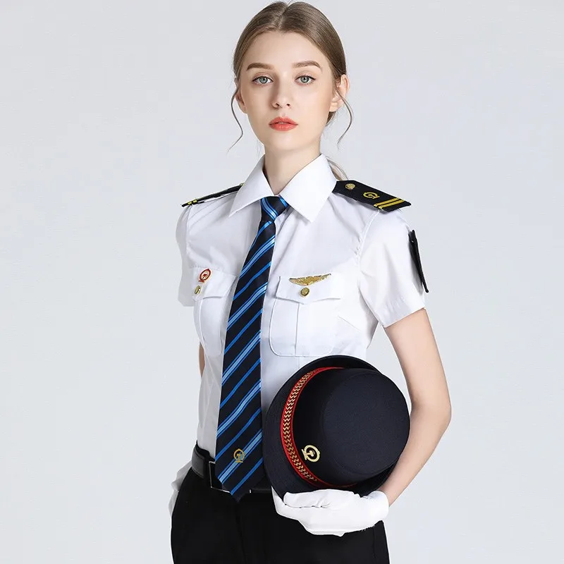 Railway Train Waitress Hostess Uniform Shirt - White