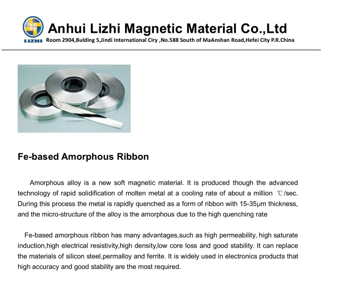 Fe Based Amorphous Ribbons 1k101 Ribbon Amorphous Alloy Soft Magnetic ...