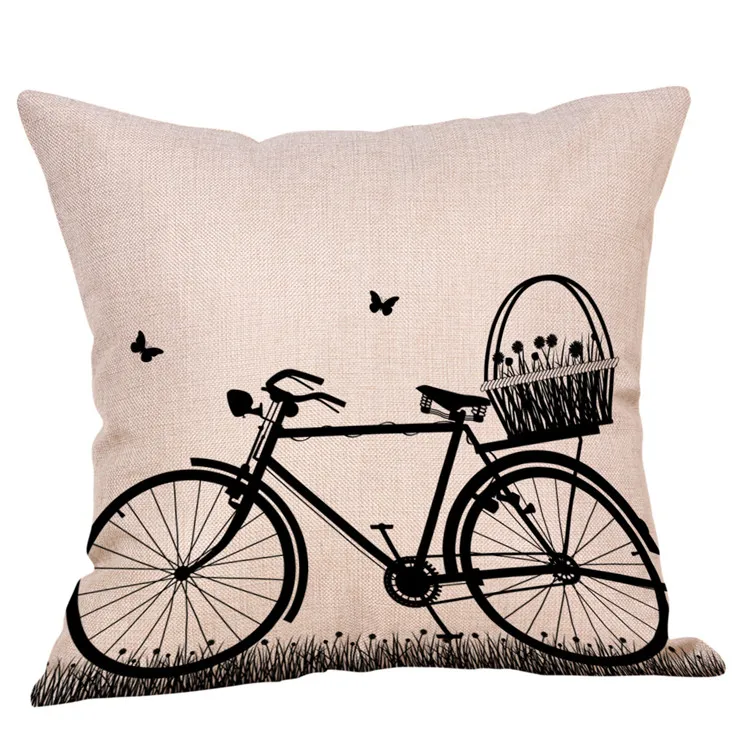 Vintage Bike Throw Pillow Case Bicycle Cushion Cover,2019 Newest Design ...