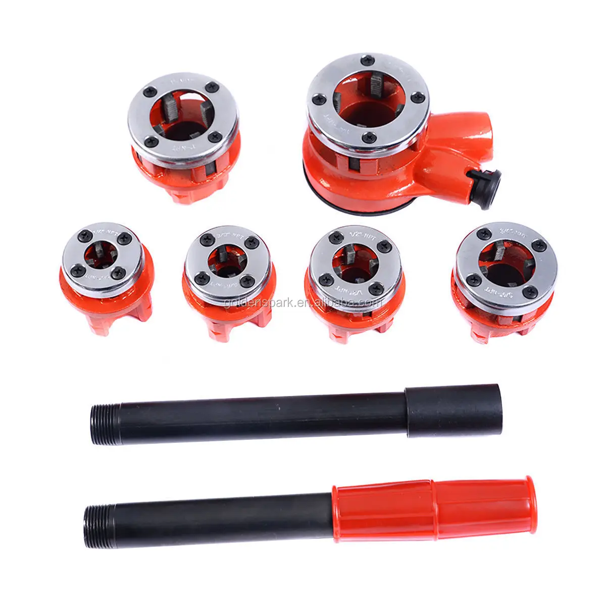 Ratchet Head Ratcheting Clean Pipe Thread Threader Kit Set 6 Dies ...