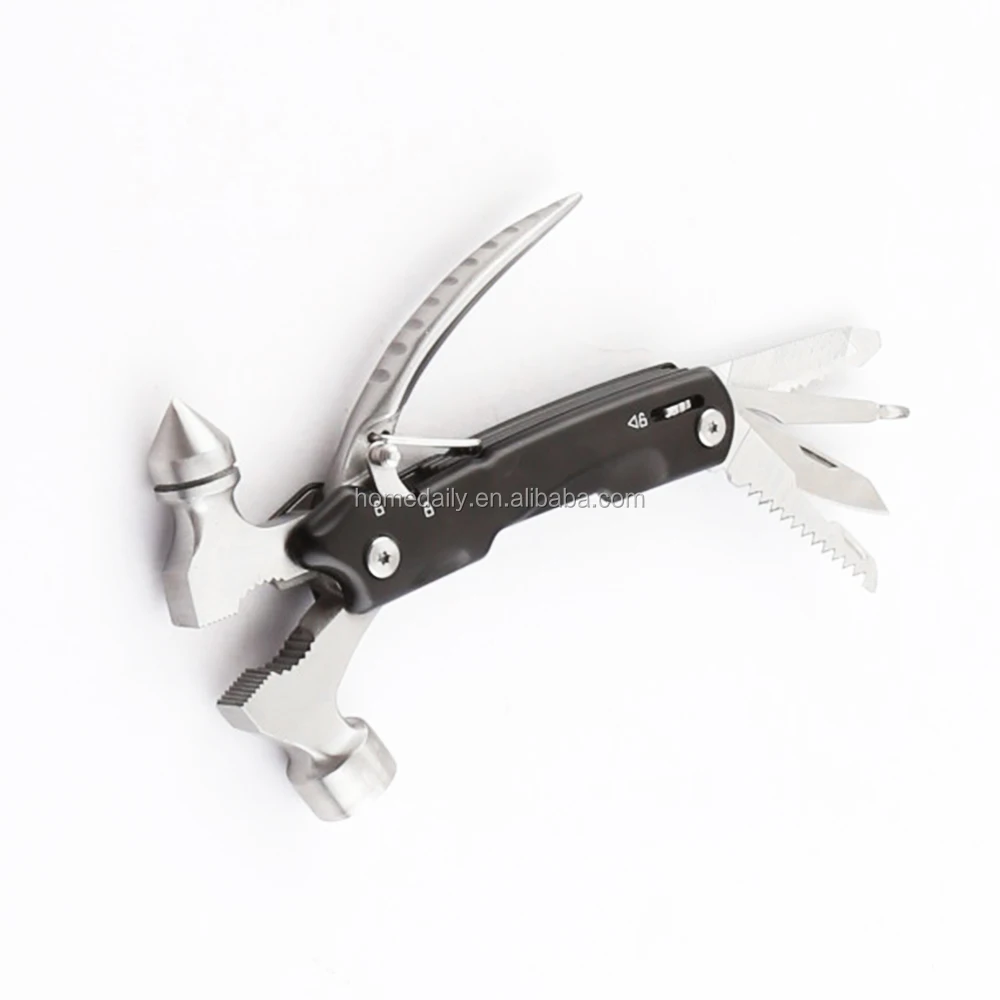 12 In 1 Multi-function Hammers Outdoor Tool Claw Hammer Pliers Folding Cutter Sawtooth Bottle ...