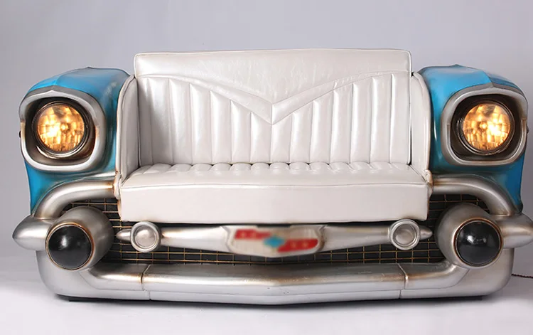 1959 Year Industrial Retro Car Front Face Car Sofa Blue Color Vintage ...