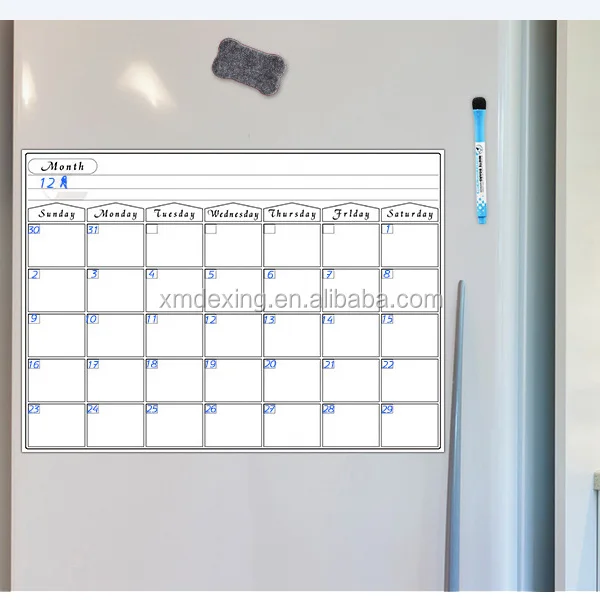 Kalender Papan Tulis Putih Penghapus Kering Magnetik Bulanan Dan Papan ...